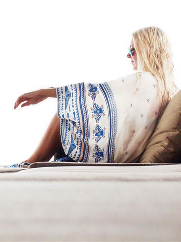 Pretty White Long Sleeve Long Cover-up Outwear