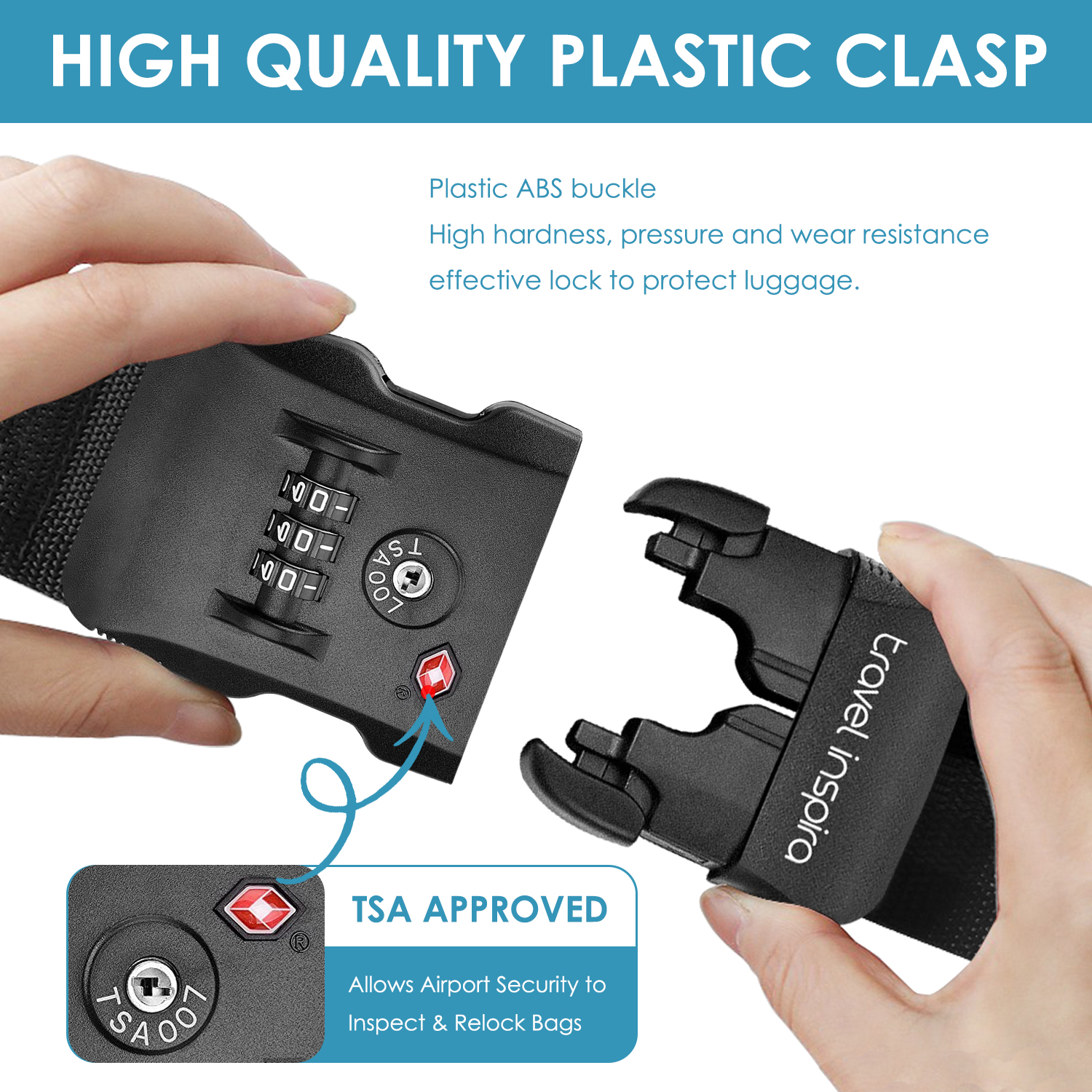 Luggage Strap with TSA Combination Lock - Black