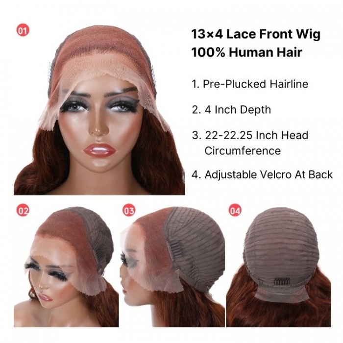 Donmily Rihanna Copper Sunset Hair Color Body Wave 13x4 6x475 Lace Front Wig