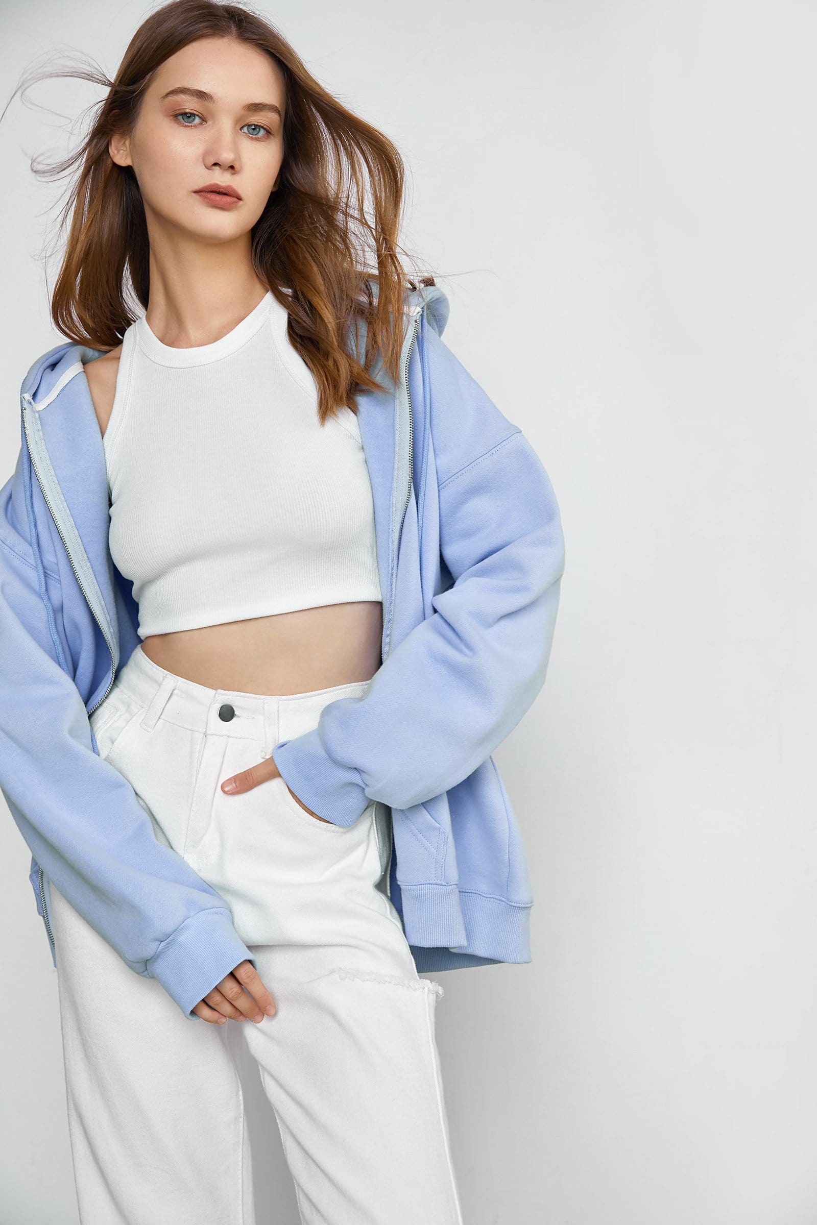Hendrik Light Blue Zip Up Hoodie-J.ING