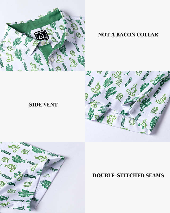 Golf Shirts Performance Funny Cactus Polos for Men - Deolax