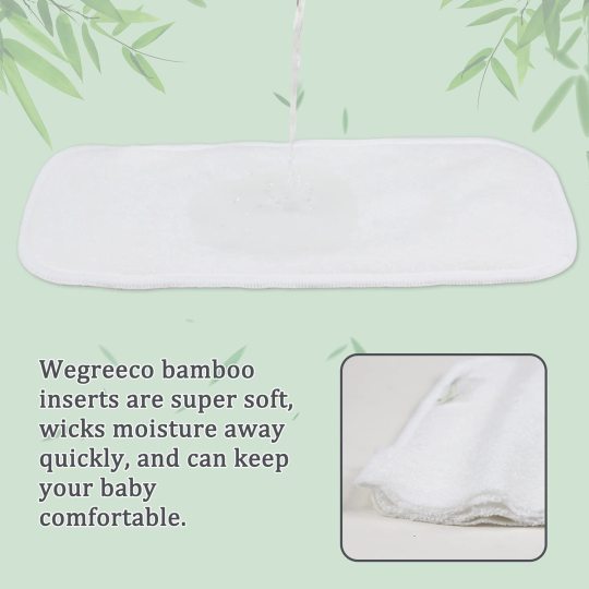 Resuable Bamboo Baby Cloth Diaper Insert Liners | Wegreeco