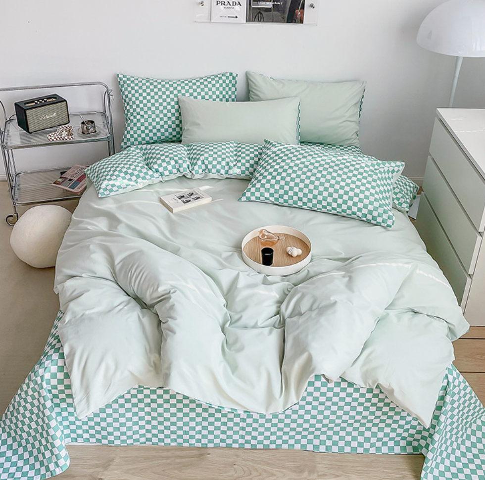 Pastel Chess CheckeRed Bedding Set - Green