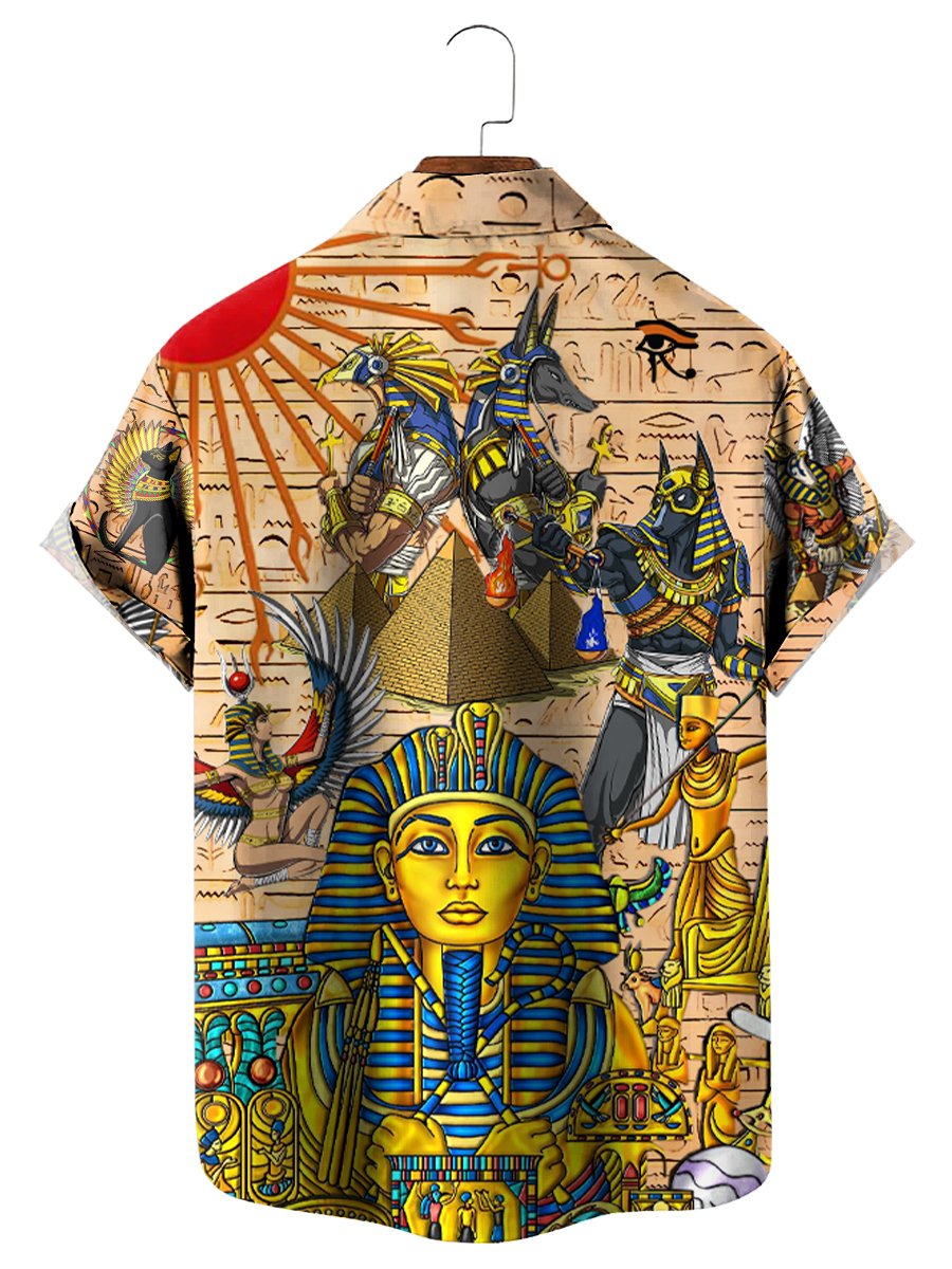 Egypt Pyramid Chest Pocket Short Sleeve Hawaiian Shirt