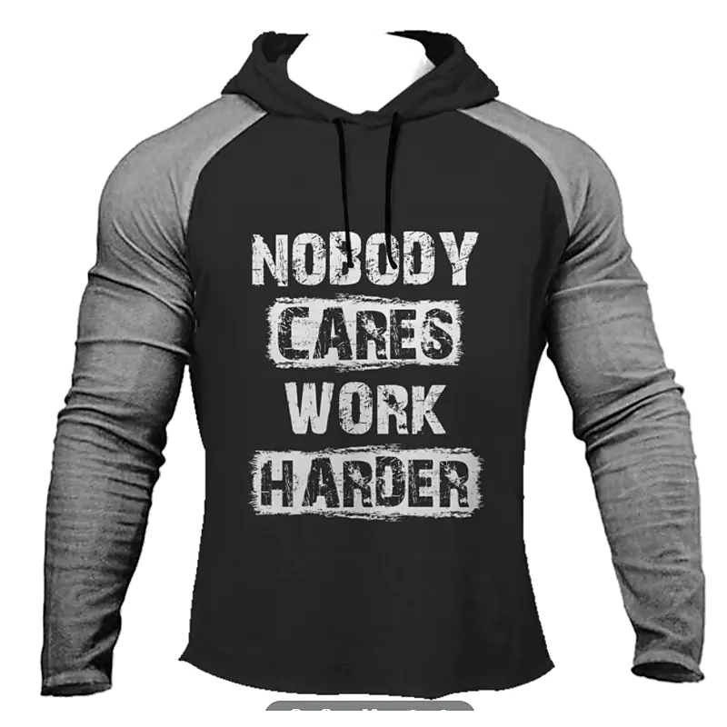 Mens Hooded Graphic Color Block Letter Lace Up Casual Daily Holiday C